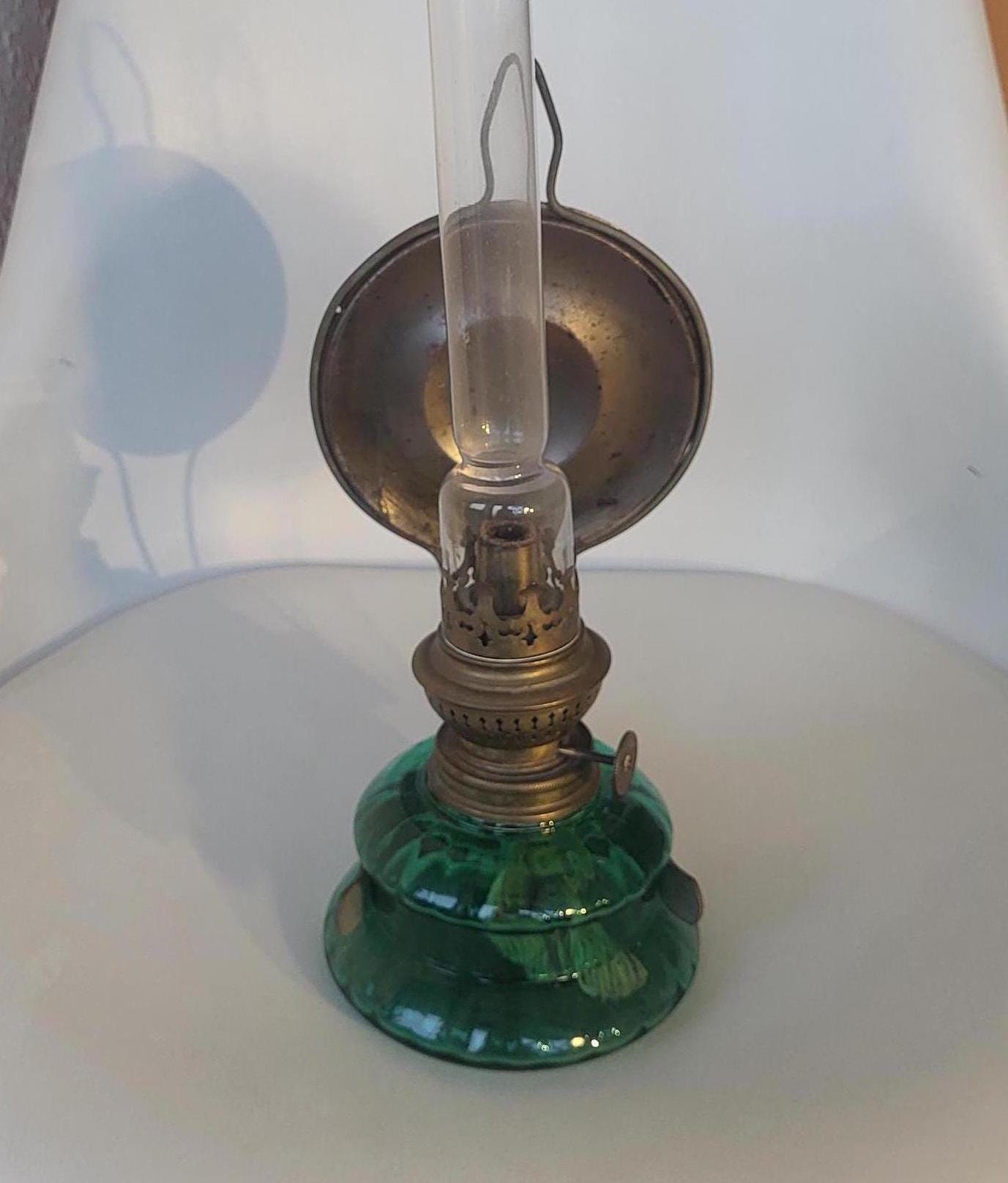 Antique Kosmos Brenner Green Glass Oil Lamp Edwardian Wall Hanging 1903 ...