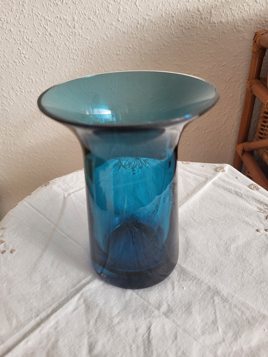 Vintage Lin Utzon Glass Vase in Beautiful Aqua Color With a Wide Neck ...