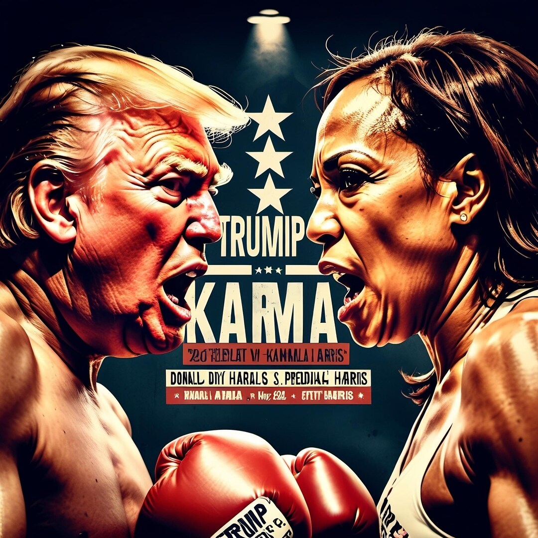 Trump Vs Kamala Boxing Match Digital Art Political Satire Illustration ...