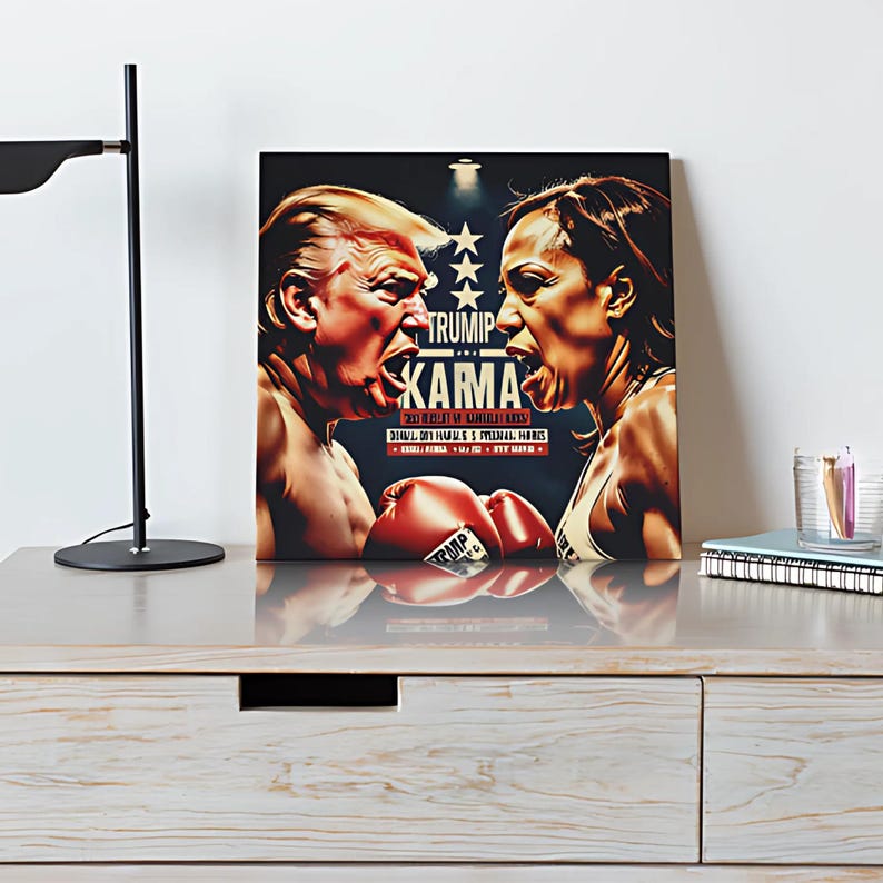 Trump Vs Kamala Boxing Match Digital Art Political Satire Illustration ...