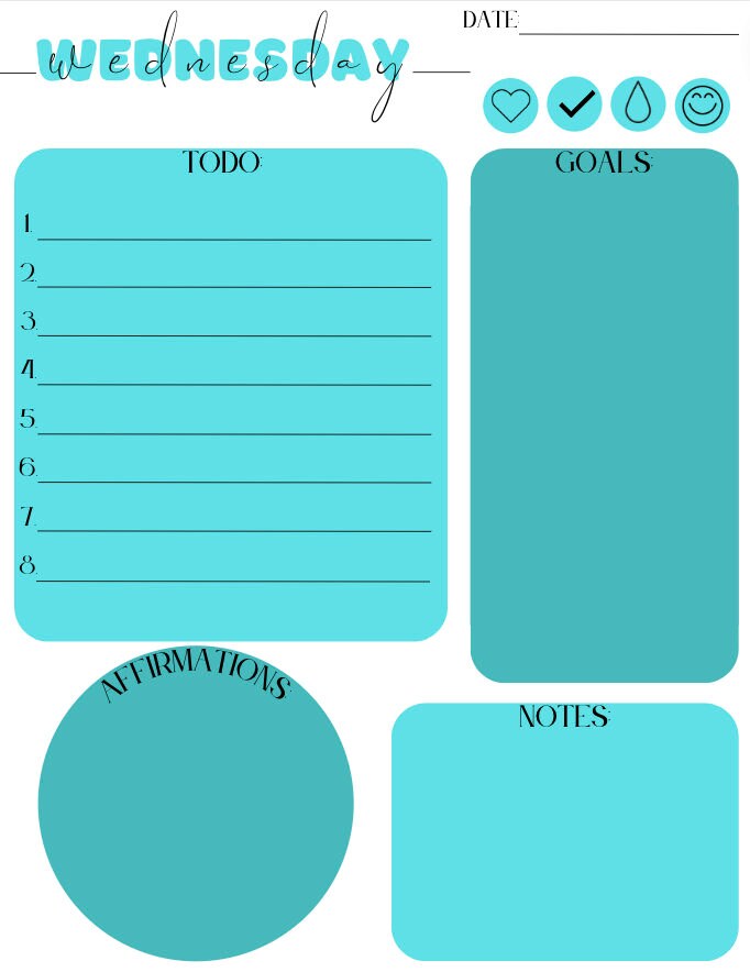 Colorful Weekly Planner, Instant Download, 7 Days Weekly Schedule ...