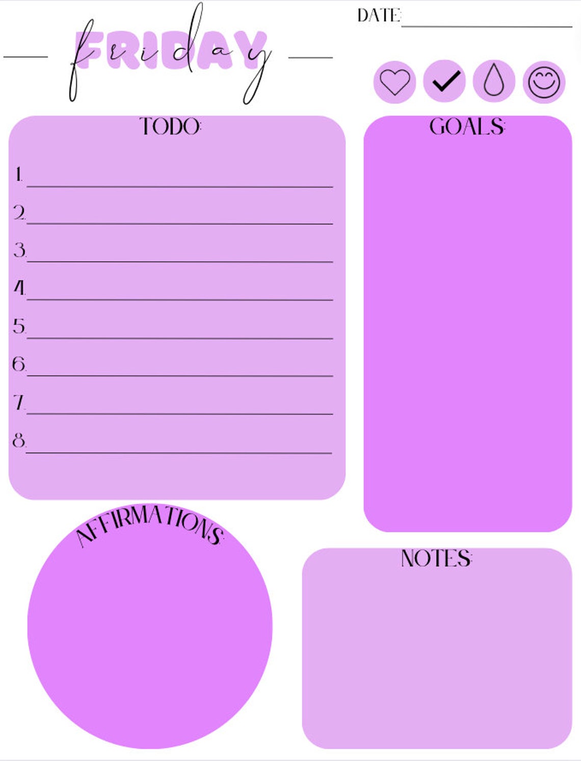 Colorful Weekly Planner, Instant Download, 7 Days Weekly Schedule ...