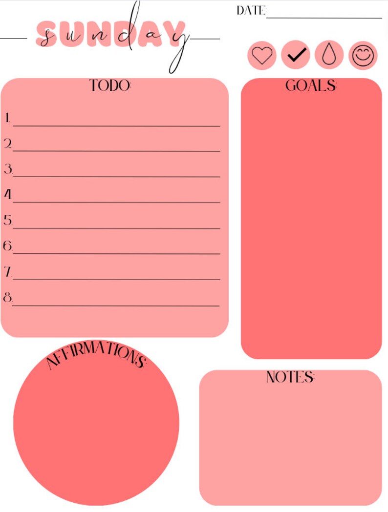 Colorful Weekly Planner, Instant Download, 7 Days Weekly Schedule ...