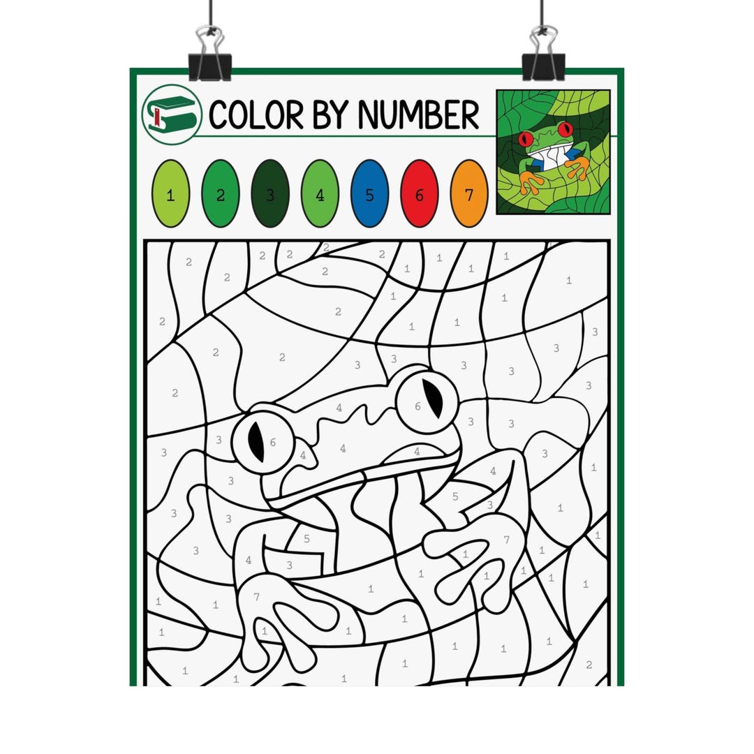 Frog Color by Number Print, Frog Wall Art, Whimsical Frog Decor ...