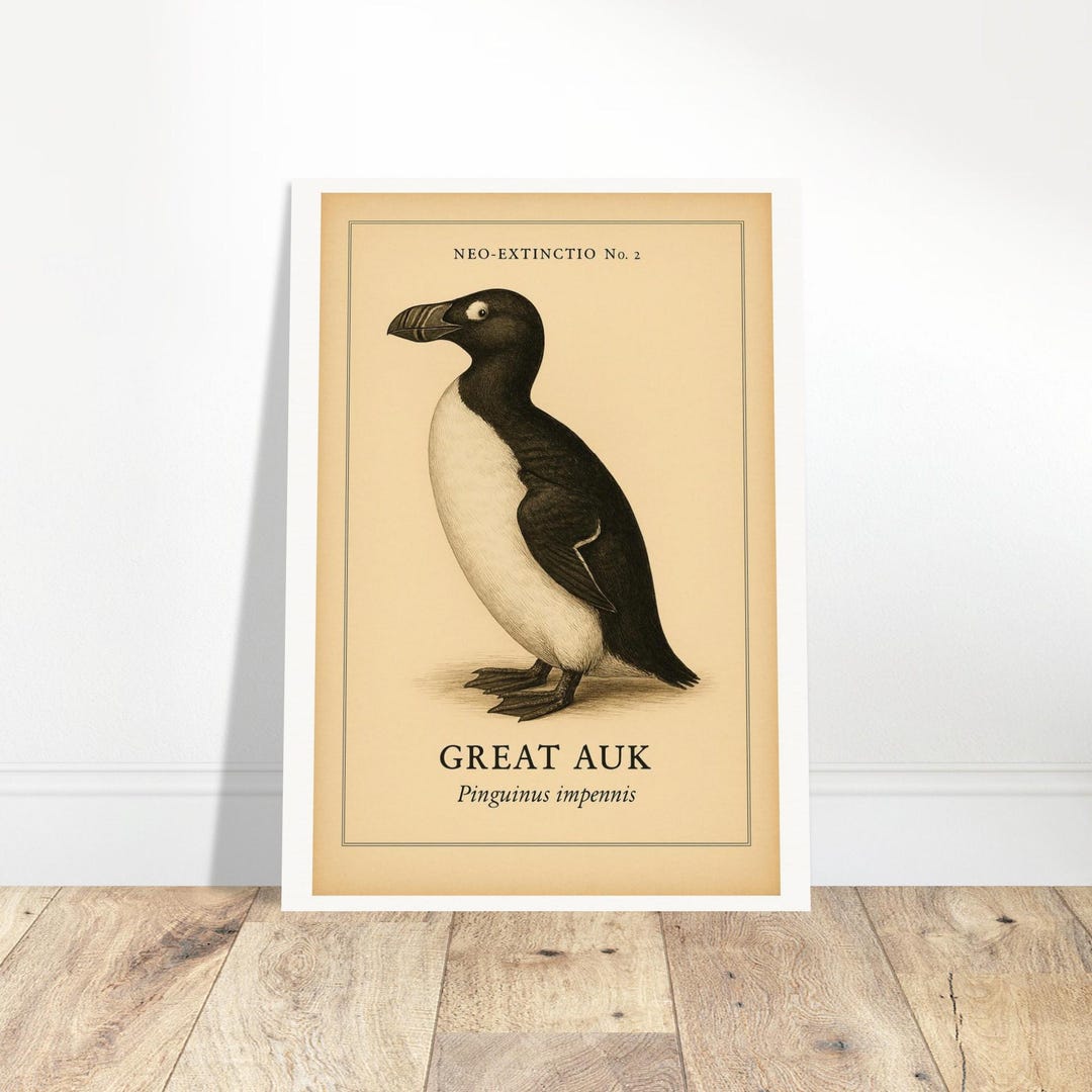 Great Auk Bird Wall Art, 5×7 Archival Fine Art Print, Natural History ...