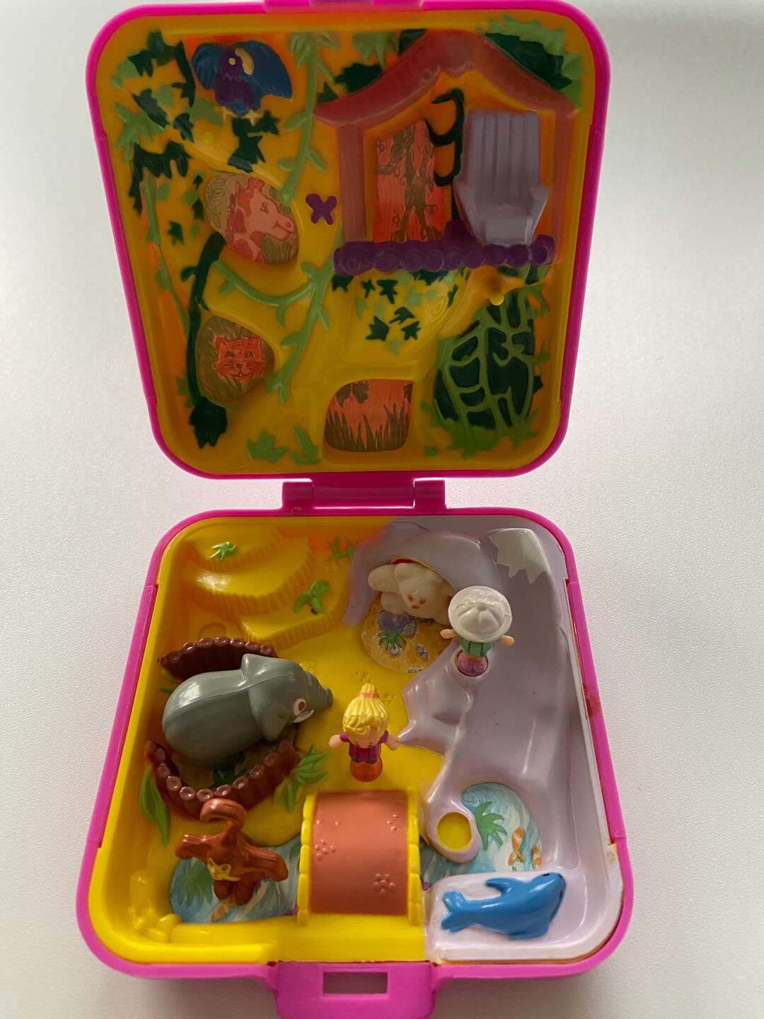 Vintage 1989 Polly Pocket - Wild Zoo - 100% Complete Set W/flocked ...
