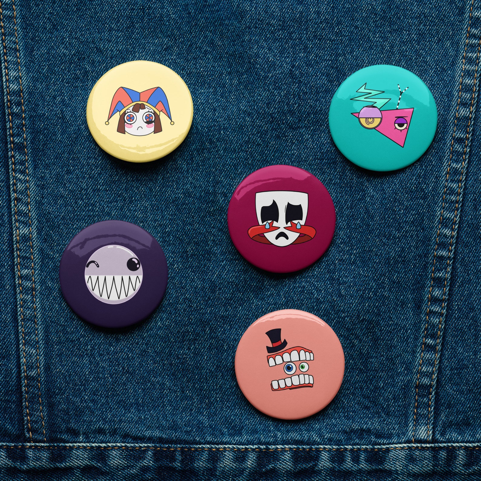The Amazing Digital Circus Pin Button Set of 5 Pomni Pin Button Gangle ...