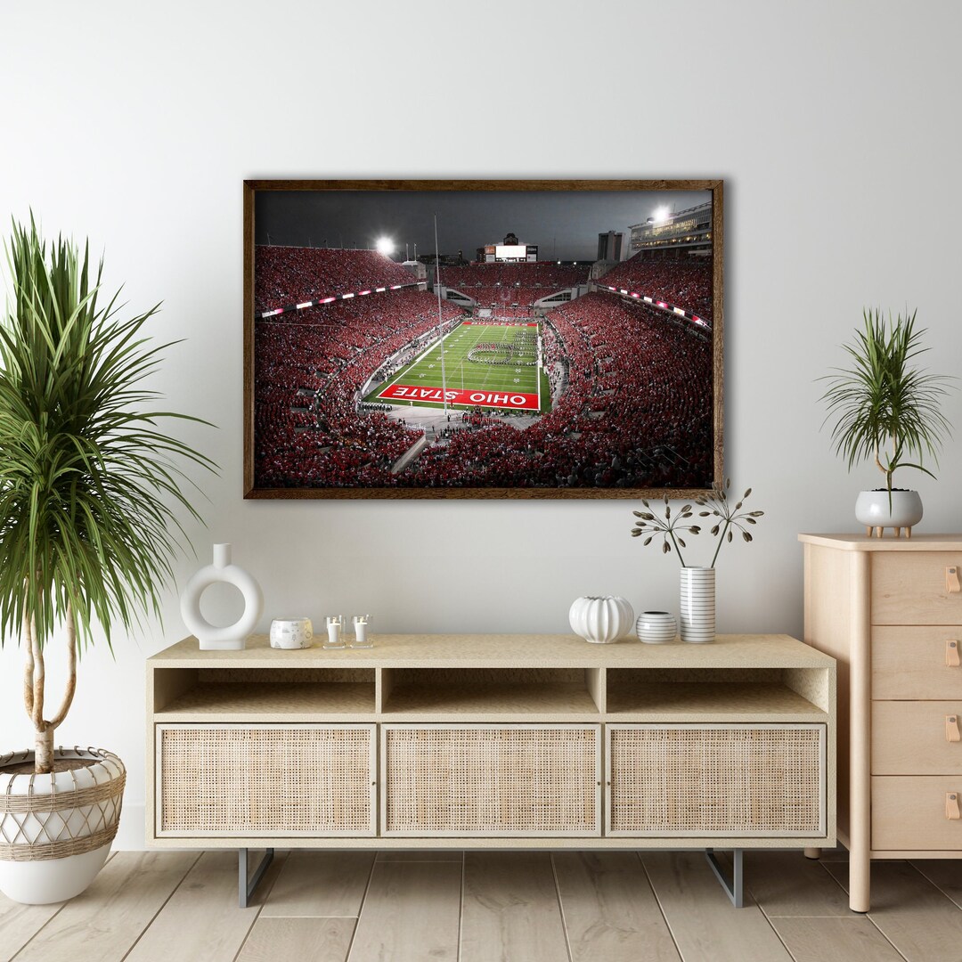 A Scarlet Stage Ohio State Buckeyes Ohio Stadium,canvas Wrap by Kenneth ...