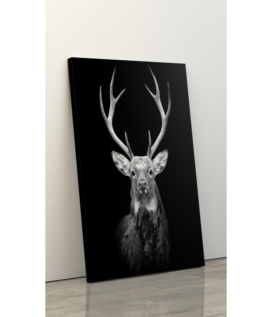 Deer Canvas Poster,black Deer Wall Art,deer Black and White Canvas ...