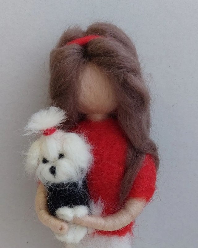 Personalized Family Portrait Statue With Dog Custom Wool Figure Felted ...