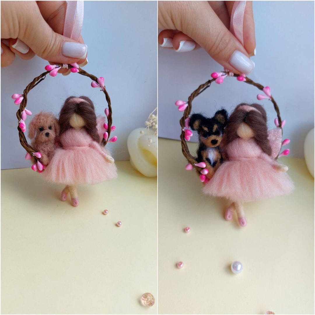 Guardin Angel With Dog Needle Felted - Custom Pet Portrait With Wool ...