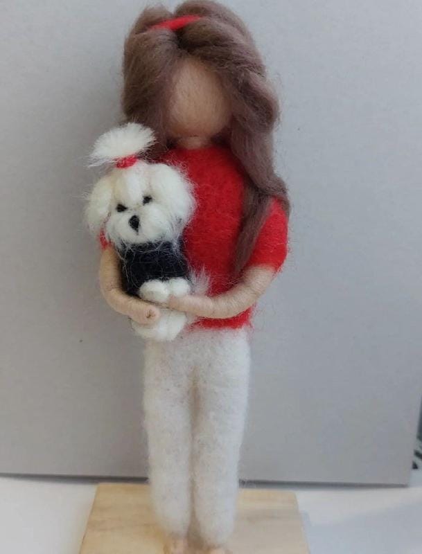 Personalized Family Portrait Statue With Dog Custom Wool Figure Felted ...