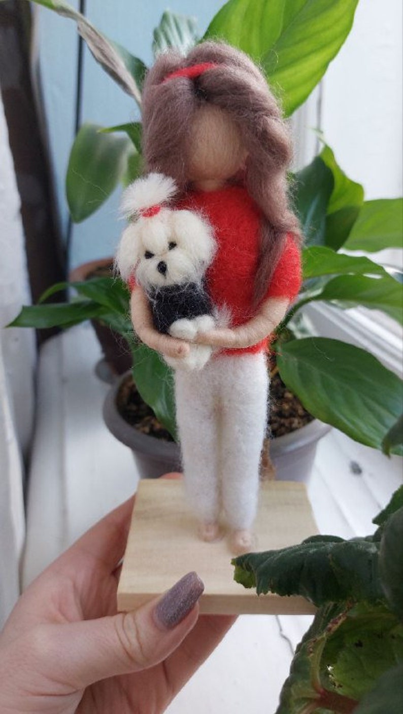 Personalized Family Portrait Statue With Dog Custom Wool Figure Felted ...