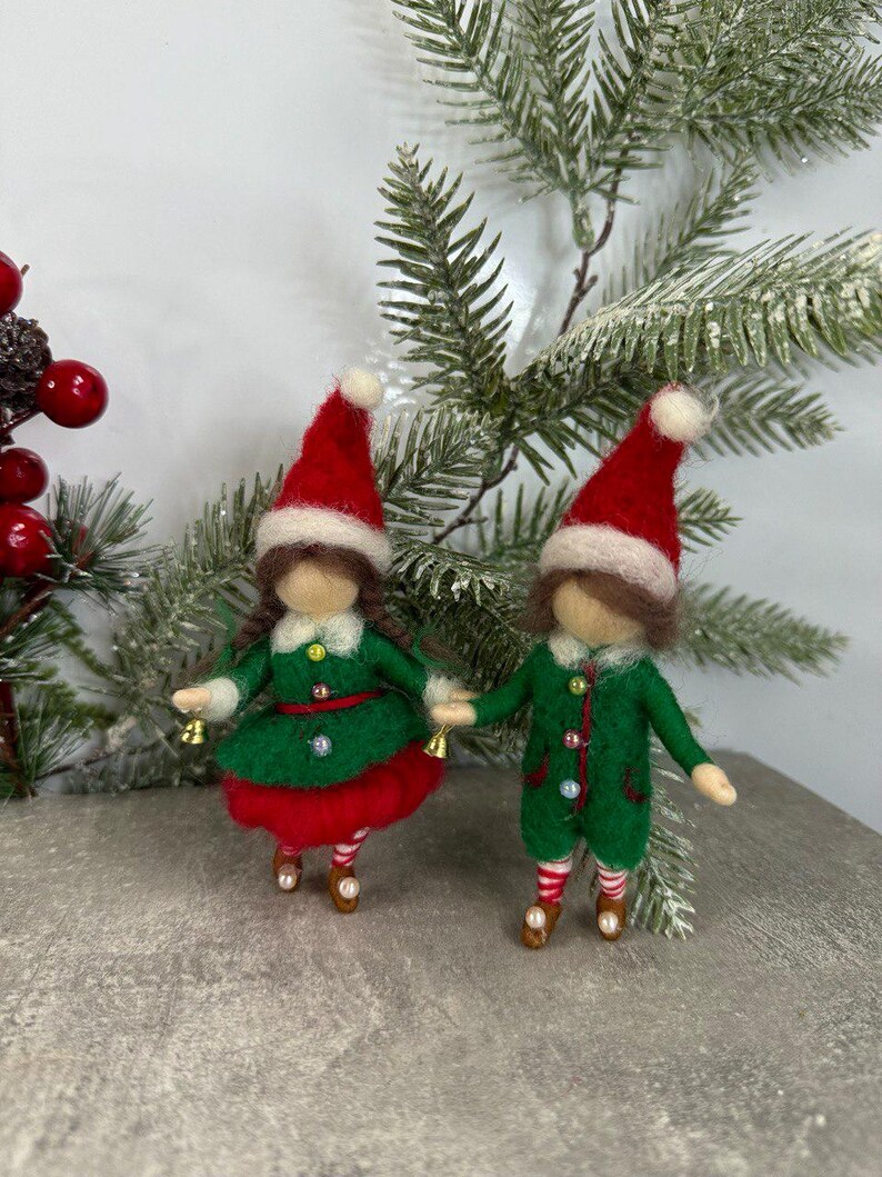 Needle Felted Christmas Elfs - Fairy Holiday Ornament - Perfect ...