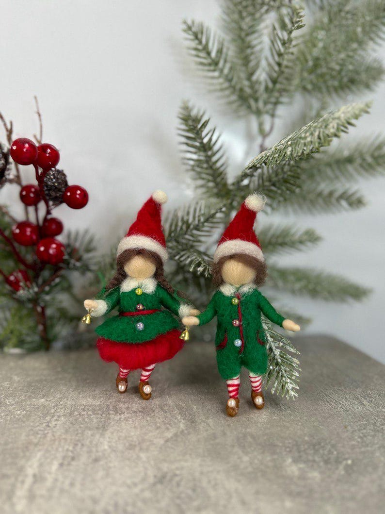 Needle Felted Christmas Elfs - Fairy Holiday Ornament - Perfect ...