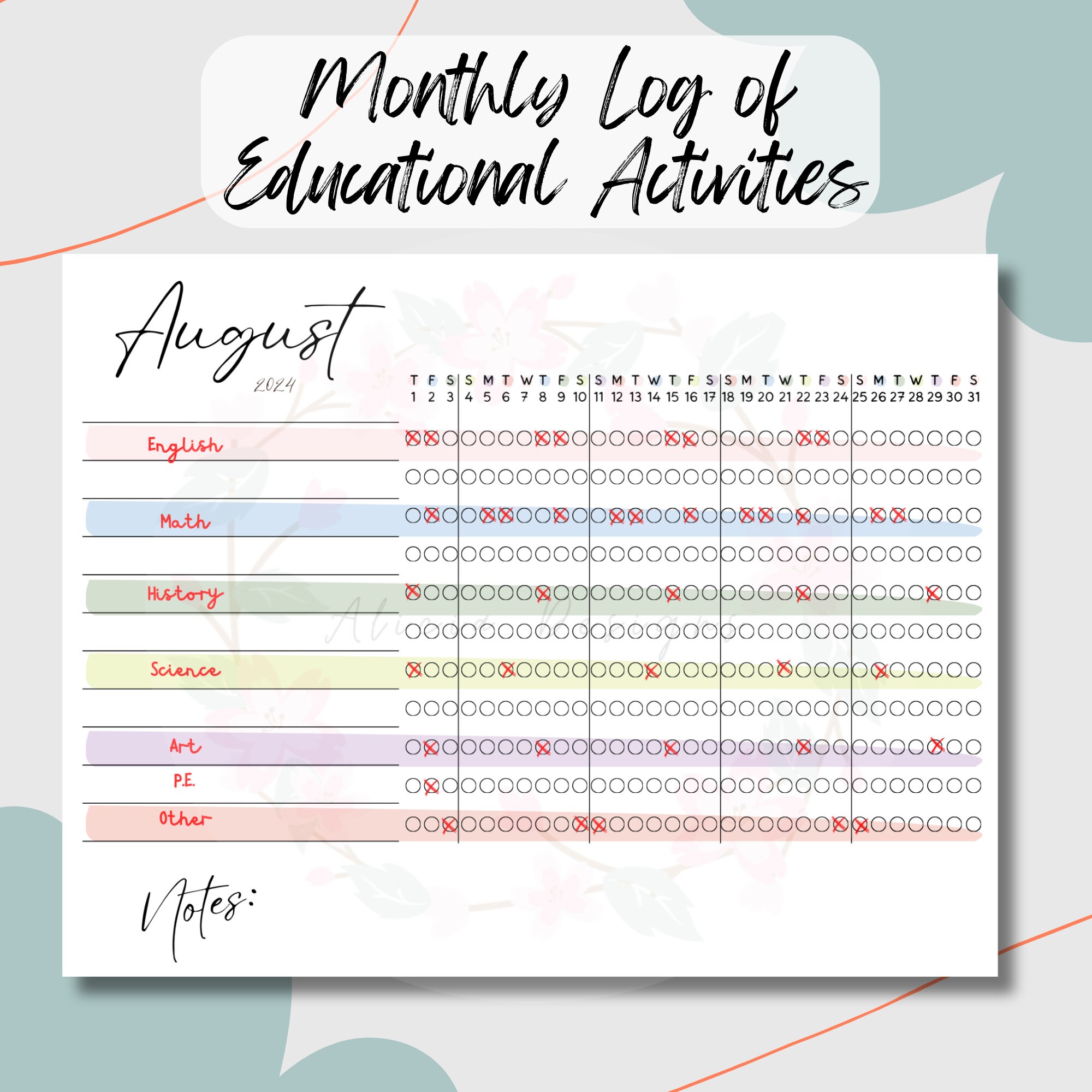 Printable Homeschool Planner (august 2024 - July 2025), Planner Pages ...