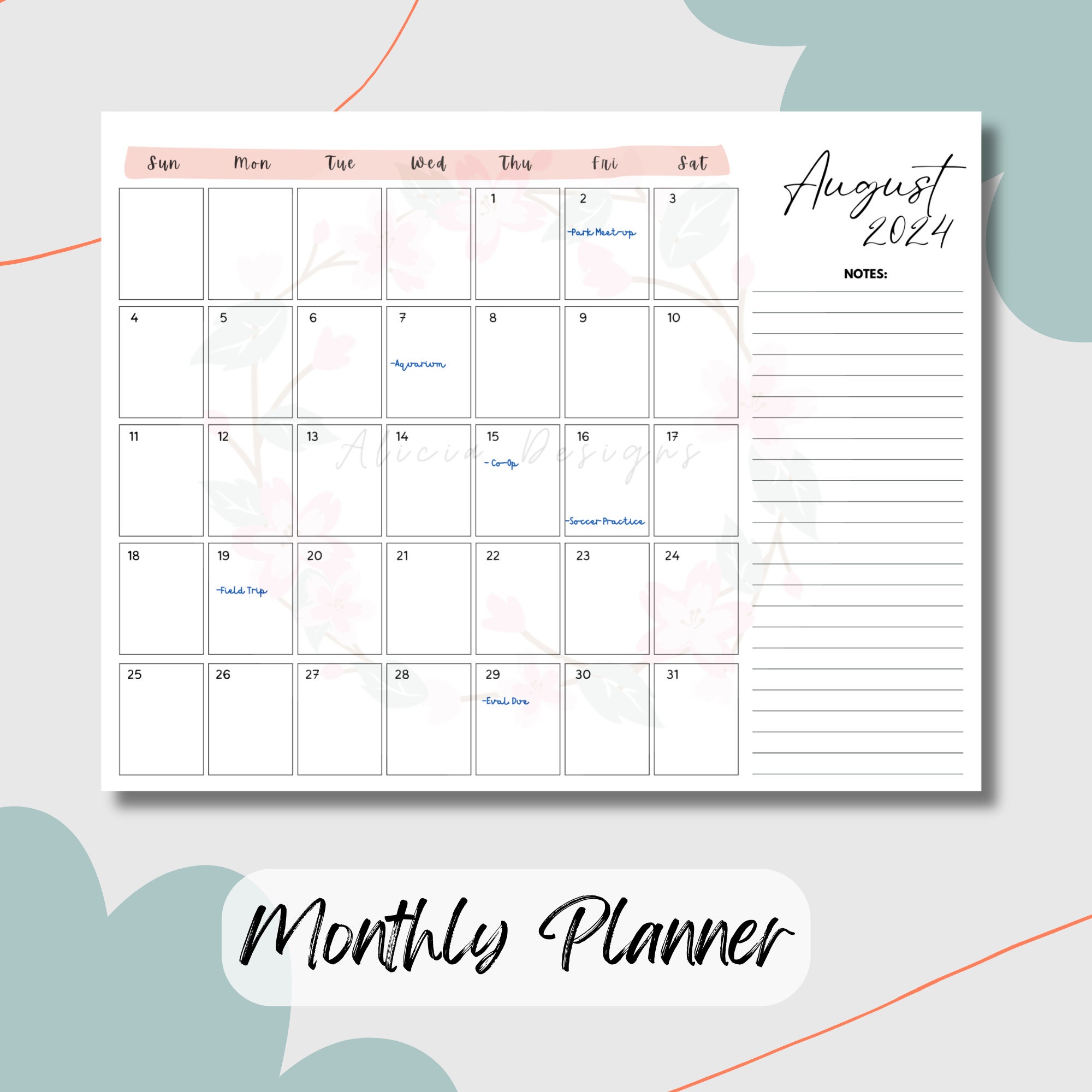 Printable Homeschool Planner (august 2024 - July 2025), Planner Pages ...