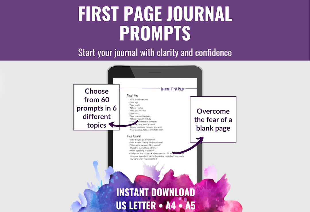 First Page Journal Prompts, Start a Journal With Guided Writing, About ...