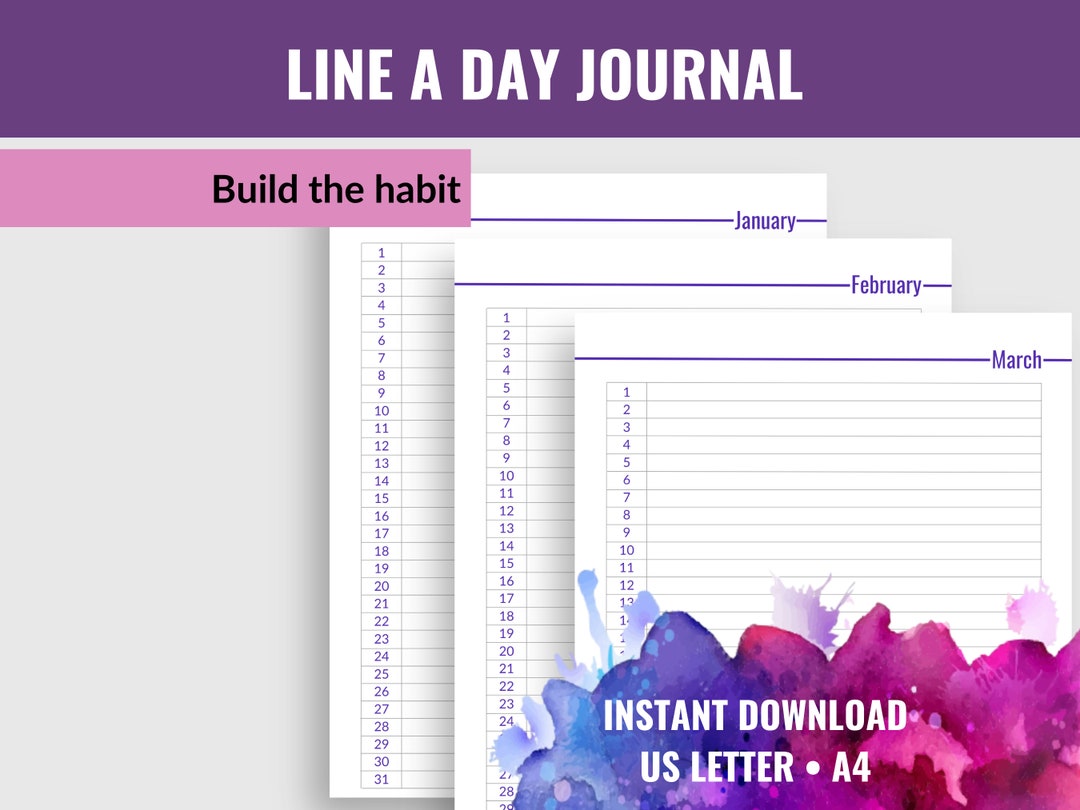 One Line a Day Journal, Daily Journal, Printable Journal, Memory ...