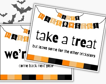 Printable Bundle of 2 Trick or Treat Signs Happy Halloween - Etsy