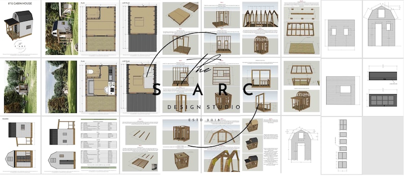 Cabin House Plans With Loft Bedroom, 8x8, 8x12, Step by Step DIY ...