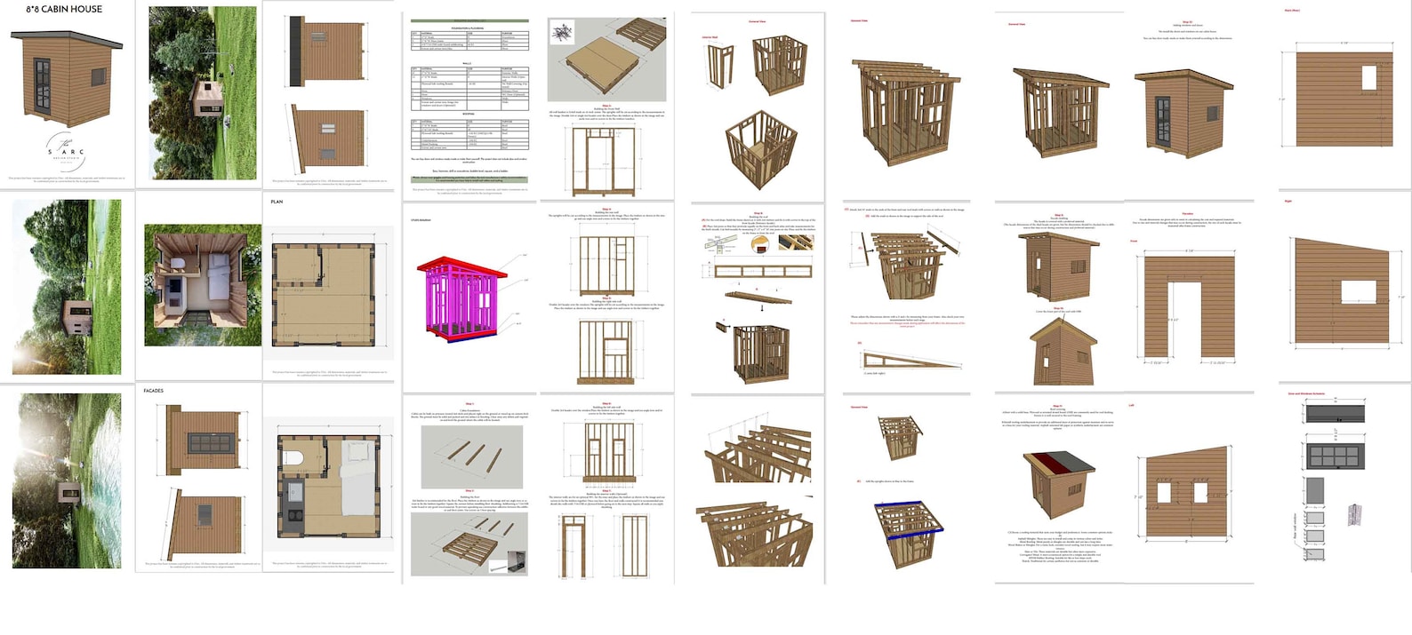 Cabin House Plans 8x8, Modern Cabin House, Step by Step DIY, Material ...