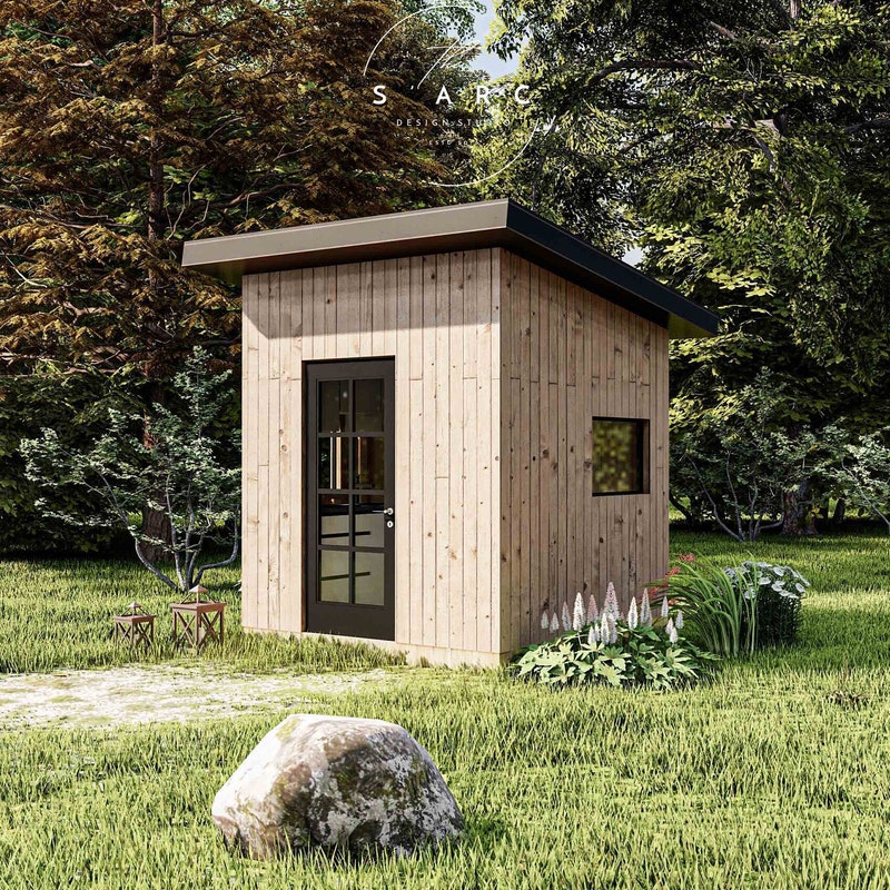 Cabin Plans Slope Roof - Etsy