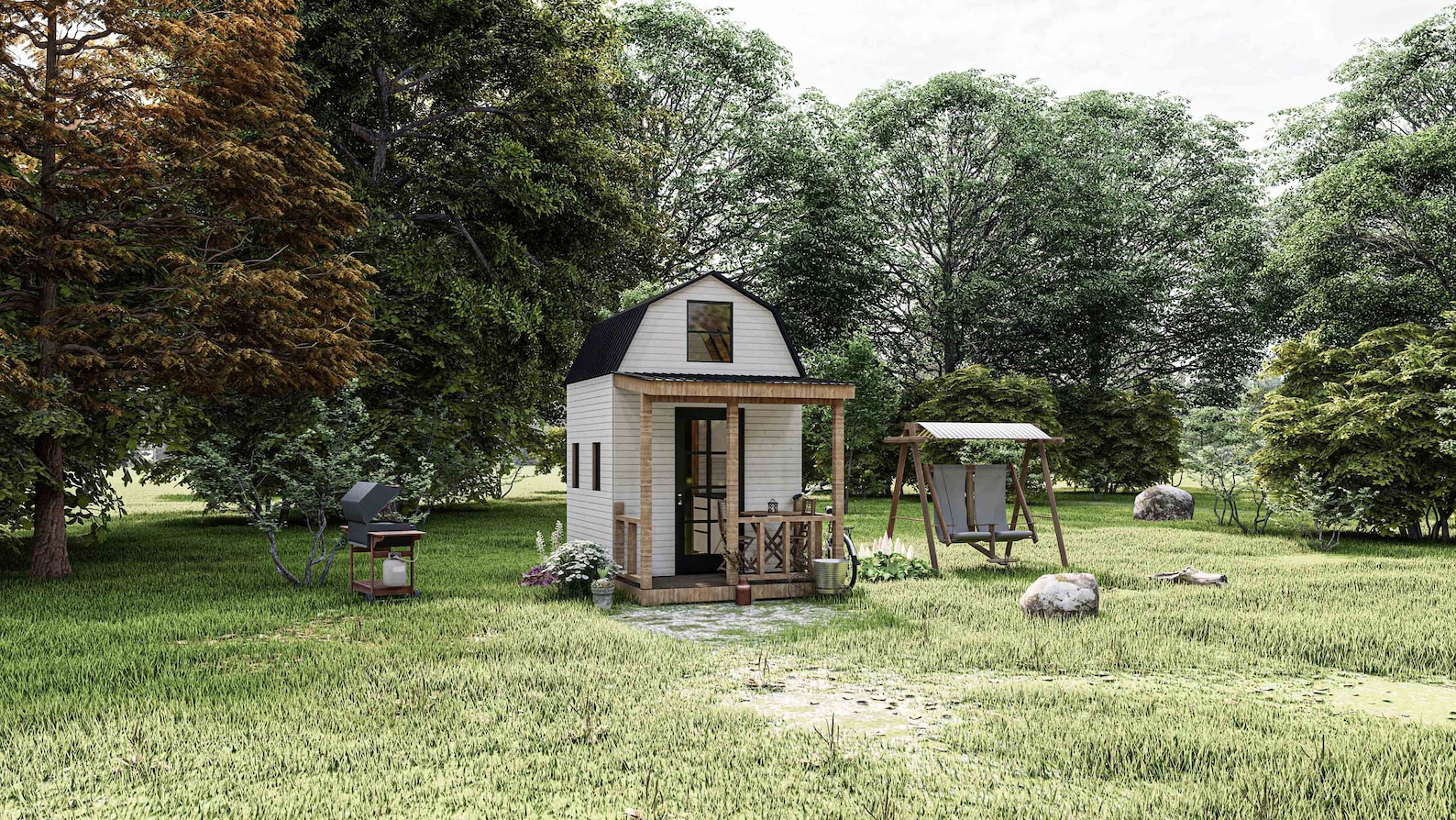 Cabin House Plans With Loft Bedroom, 8x8, 8x12, Step by Step DIY ...