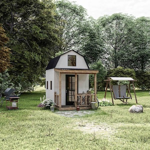 Cabin House Plans With Loft Bedroom, 8x8, 8x12, Step by Step DIY ...