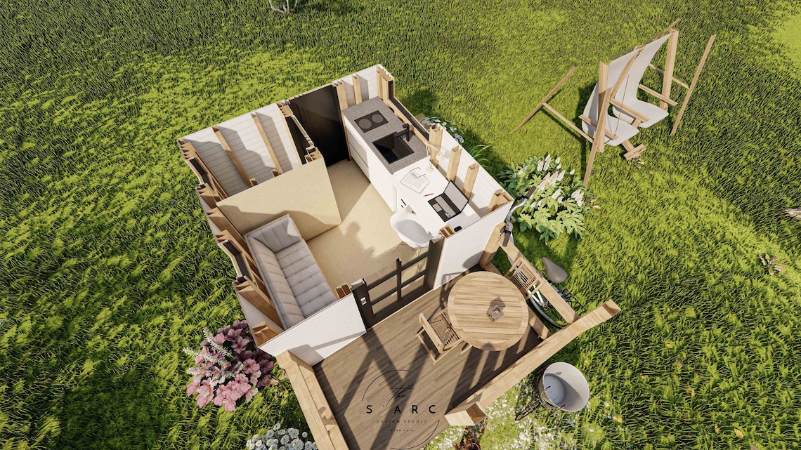 Cabin House Plans With Loft Bedroom, 8x8, 8x12, Step by Step DIY ...