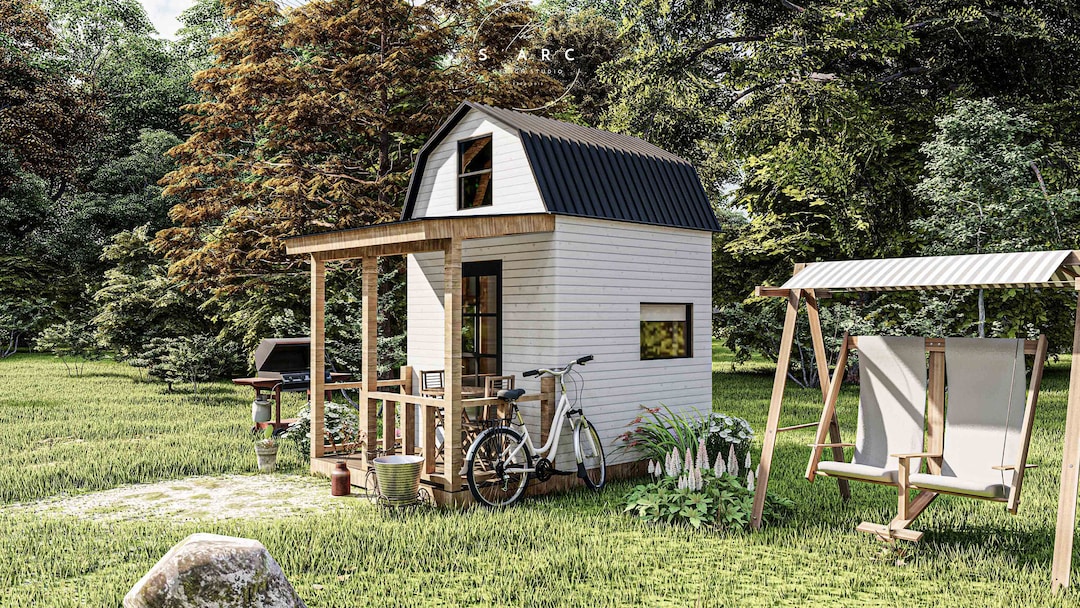 Cabin House Plans With Loft Bedroom, 8x8, 8x12, Step by Step DIY ...