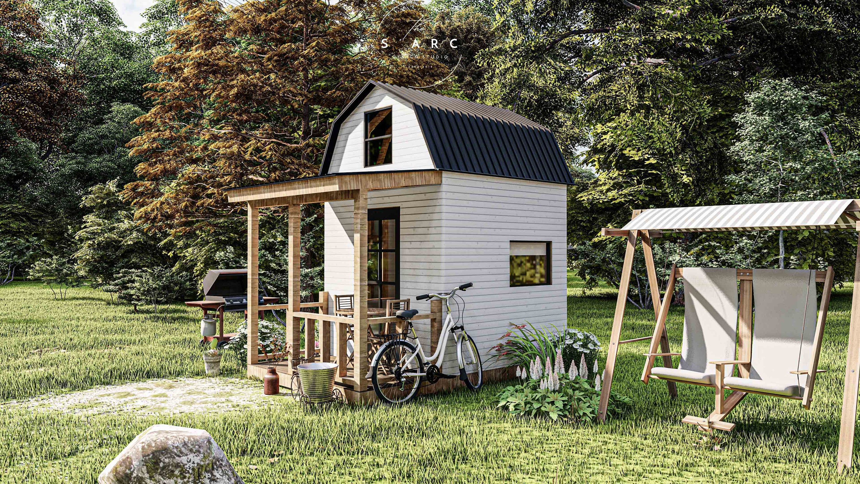 Cabin House Plans With Loft Bedroom, 8x8, 8x12, Step by Step DIY ...