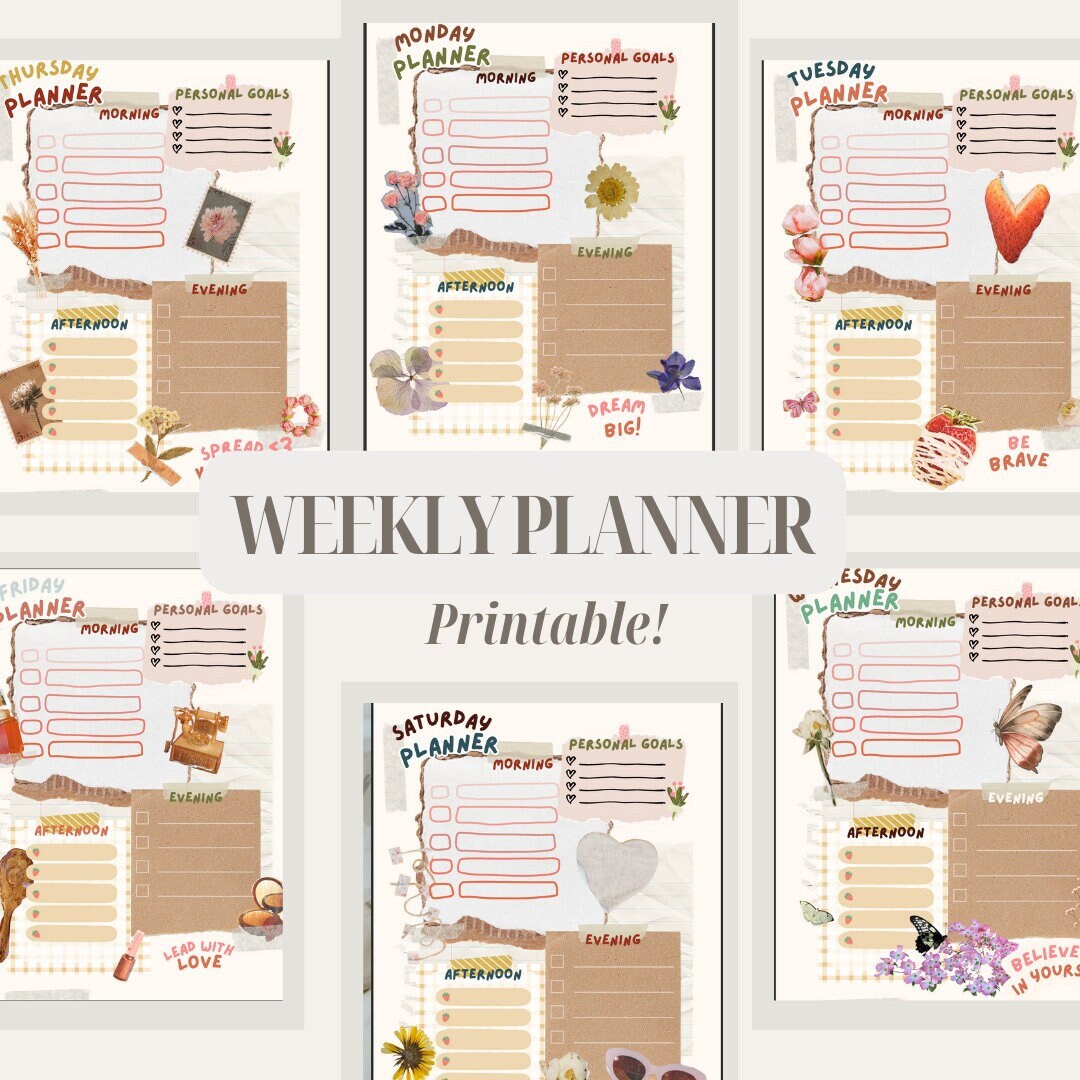 Digital Printable Planner, Weekly Planner, Vintage Planner, Teen Girl ...
