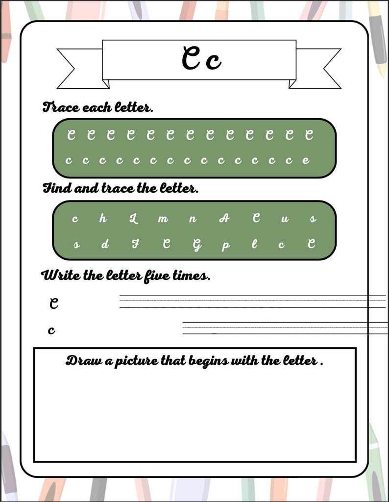 Cursive Workbook Practice Writing Lined Homeschool Kids Children's ...