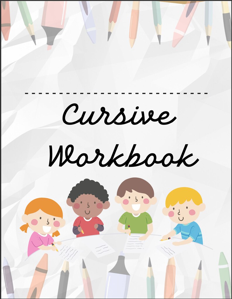 Cursive Workbook Practice Writing Lined Homeschool Kids Children's ...