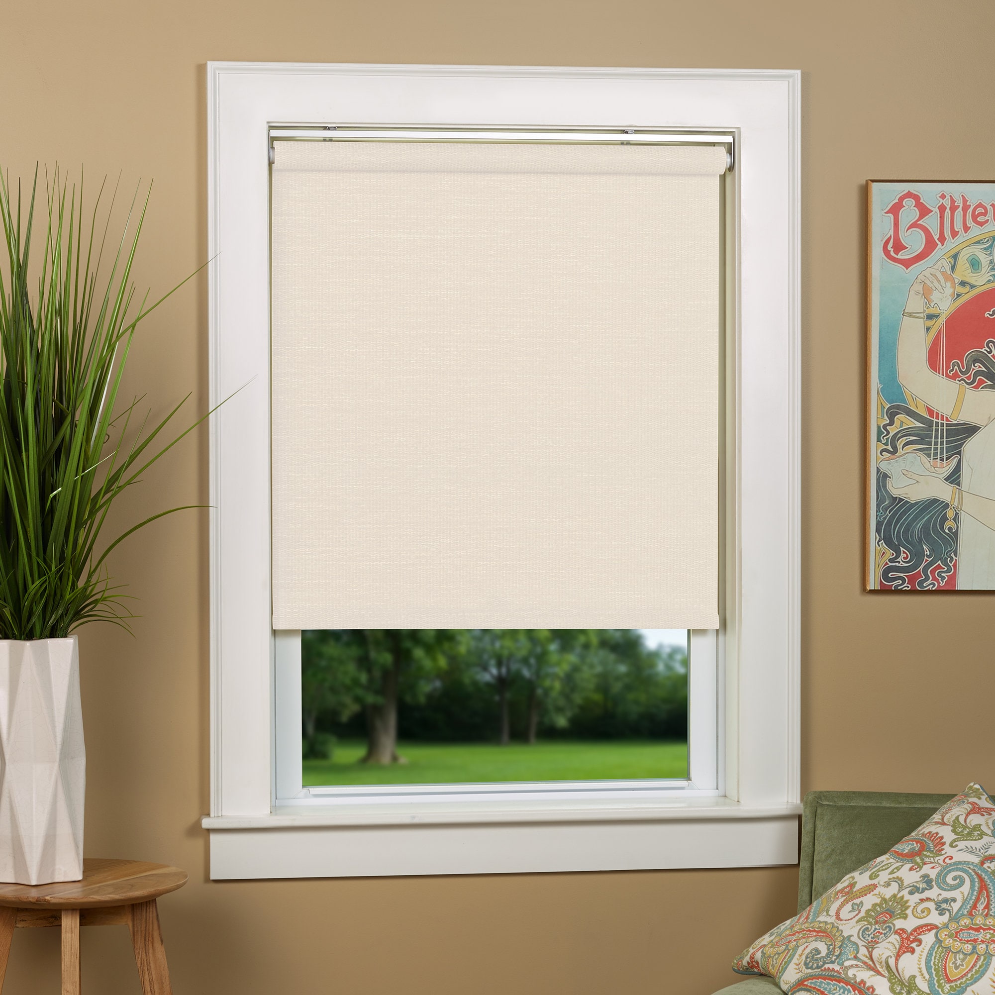 Roller Shades for Windows, Textured Natural Cordless Roller Shade ...