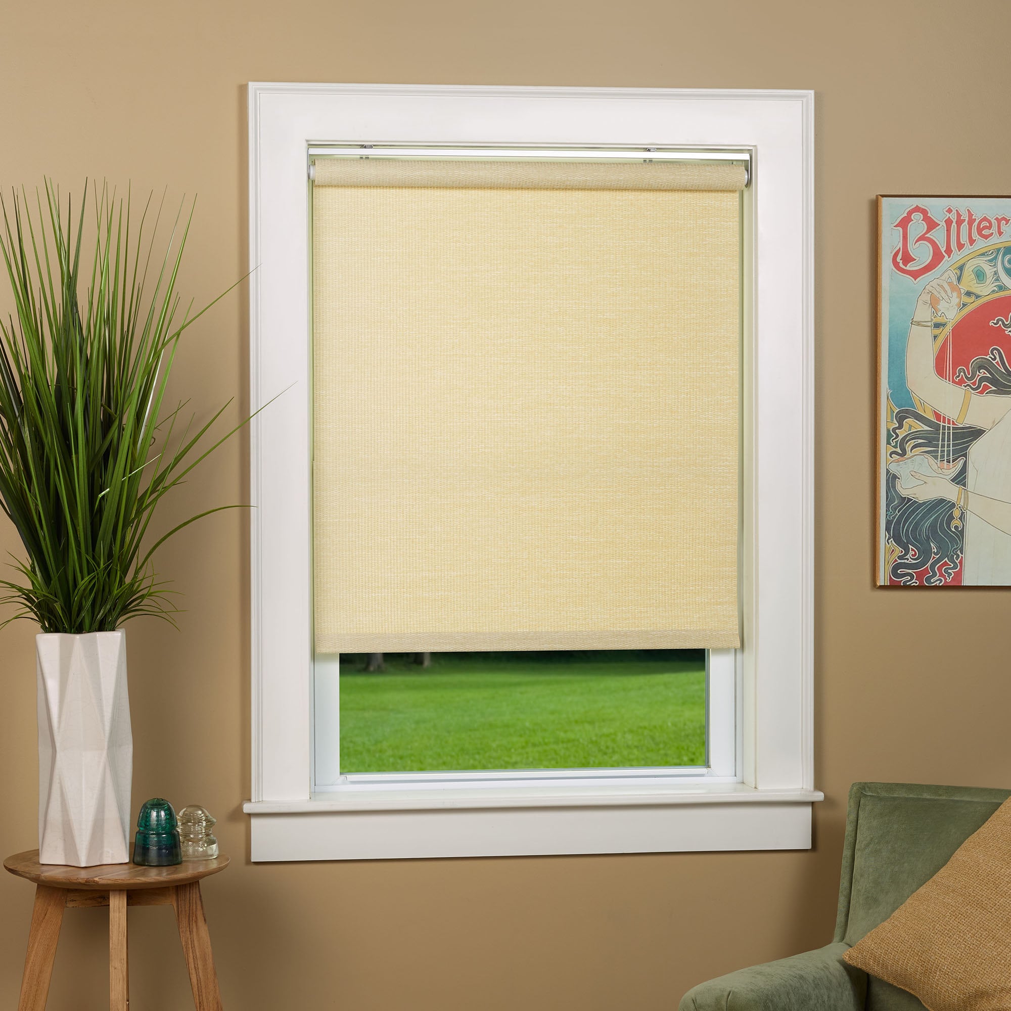 Roller Shades for Windows, Textured Natural Cordless Roller Shade ...