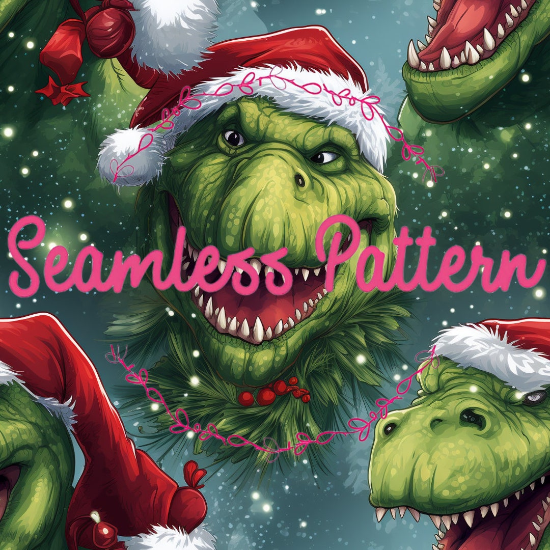 Dino Who Stole Christmas: Grinch Dinosaur Whimsical Festive Print - Etsy