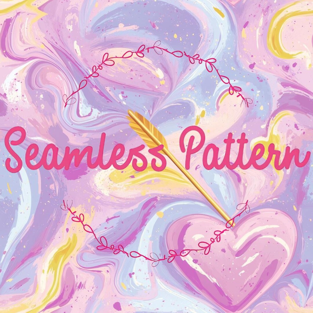 Cupid's Arrow Love Struck Pattern Digital Valentine's Art With Yellow ...