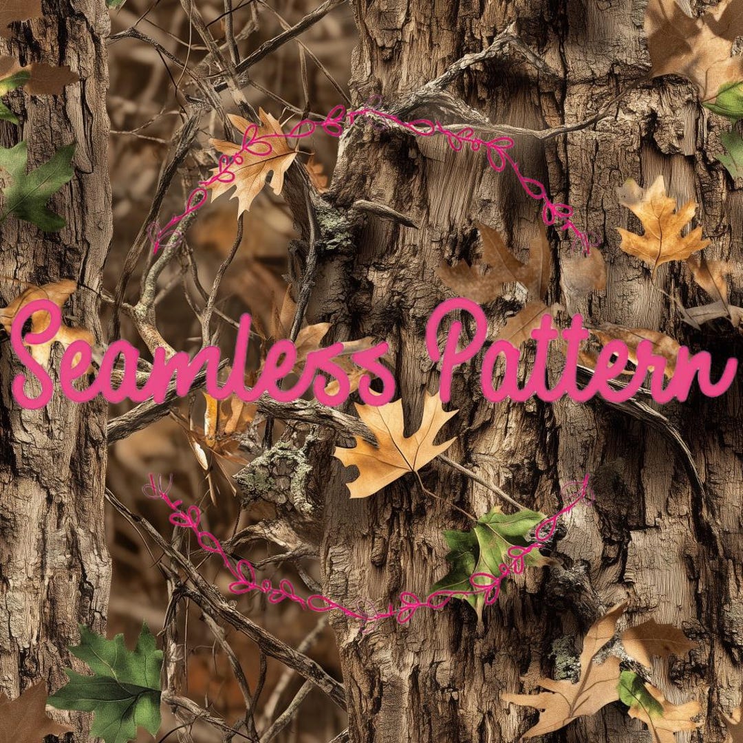 Realtree Camouflage Seamless Photorealistic Bark Branches Leaves Brown ...