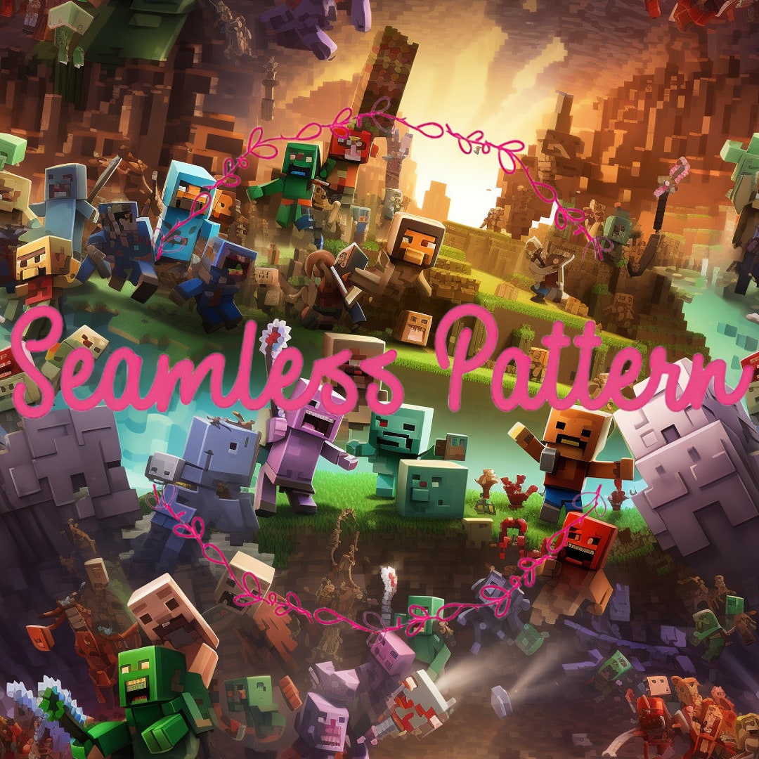 Seamless Minecraft Pattern Vibrant, Unique Pixel Design With Blocky ...