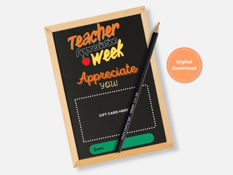Printable Teacher Appreciation Gift Card Holder - INSTANT DOWNLOAD - Etsy