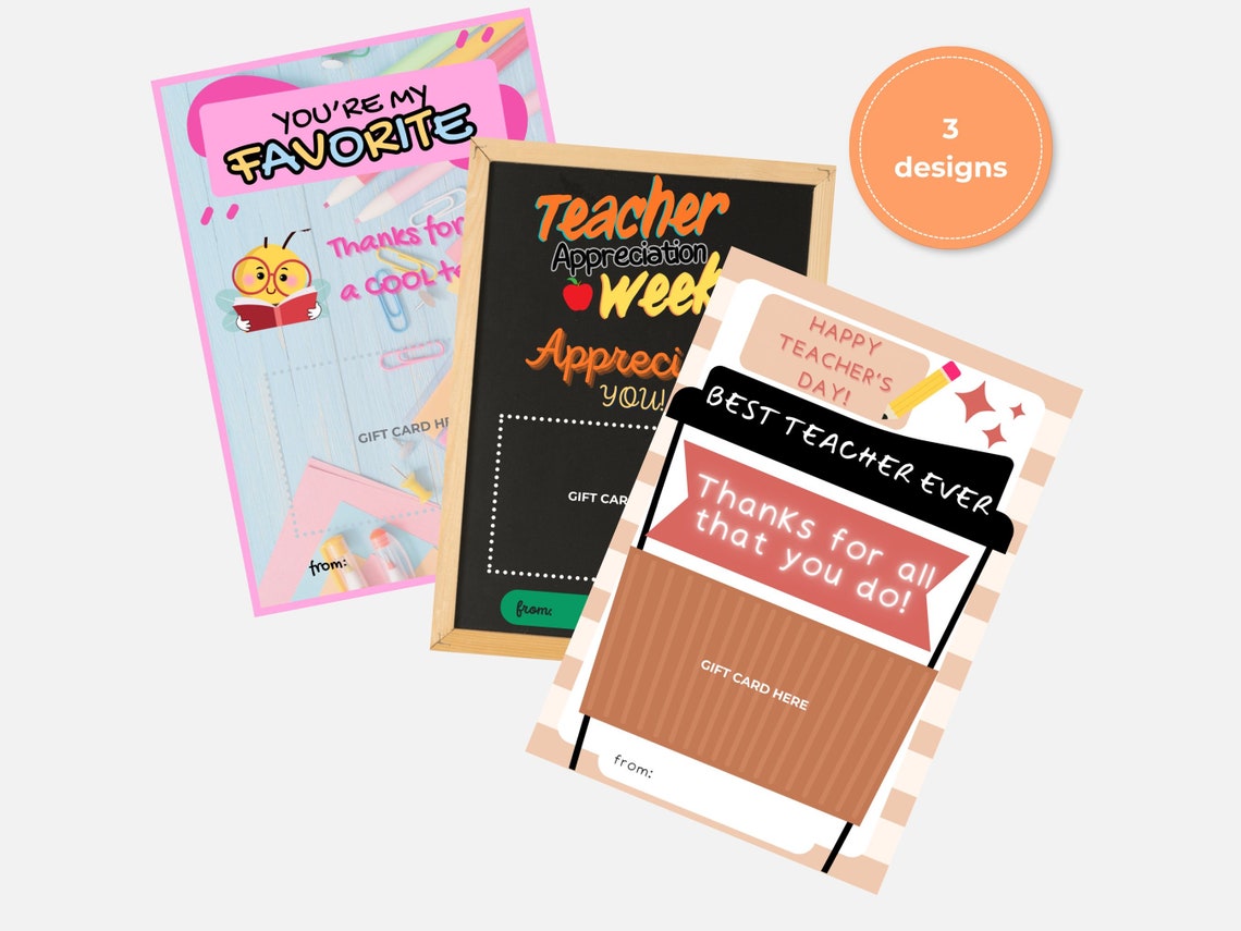 Printable Teacher Appreciation Gift Card Holder - INSTANT DOWNLOAD - Etsy