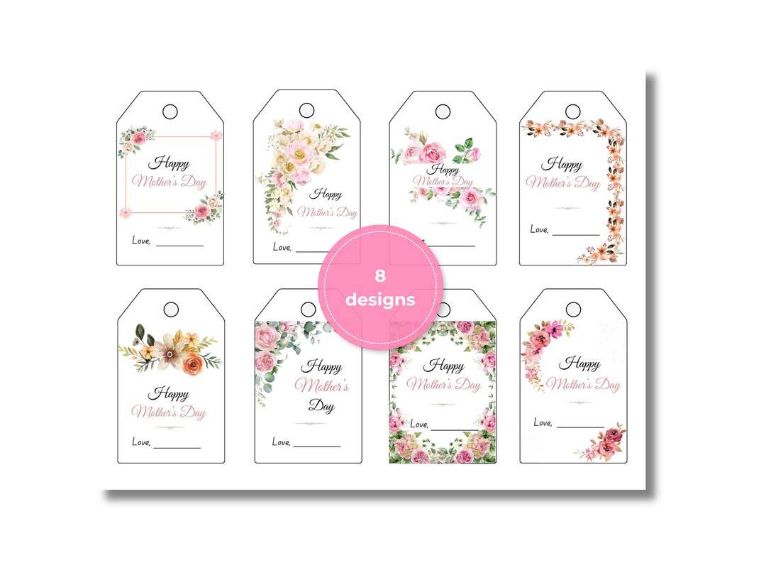 Printable Mothers Day Gift Tag - Floral Design, INSTANT DOWNLOAD - Etsy