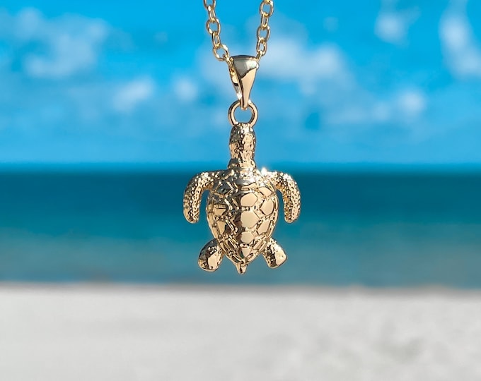 Deep in the Ocean Sea Turtle Necklace Marine Life Pendant, Unique Ocean ...