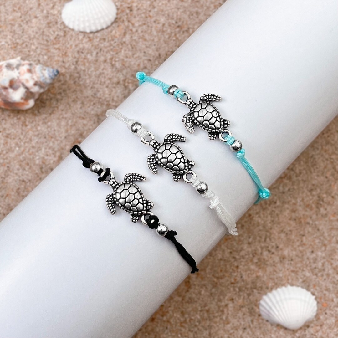 Sea Turtle Surfer Anklet Set - Handmade Beach Inspired Jewelry, Summer ...