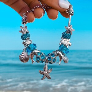 Starfish and Sea Shell Charm Bracelet Handmade Ocean Jewelry, Unique ...