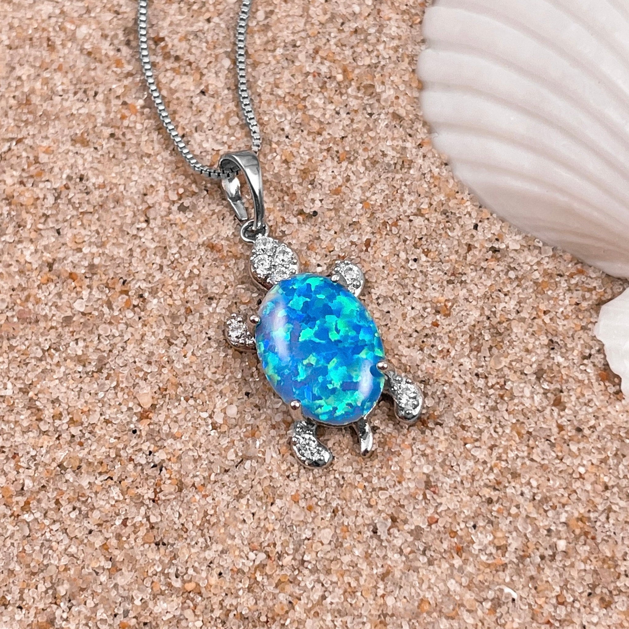 Cute Opal Sea Turtle Necklace - Etsy