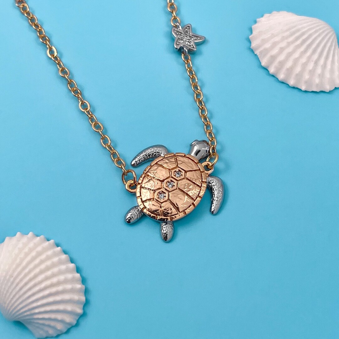 Golden Sea Turtle Star Necklace -hand-stamped Classics Collection ...
