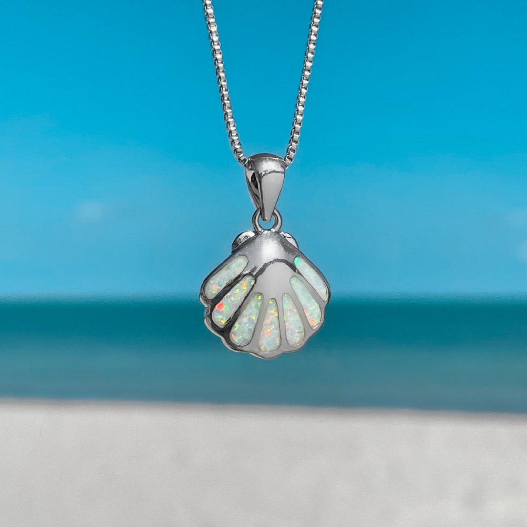Opal Shell Necklace Handmade Beach Inspired Jewelry, Summer Accessory, Gift for Her - Etsy
